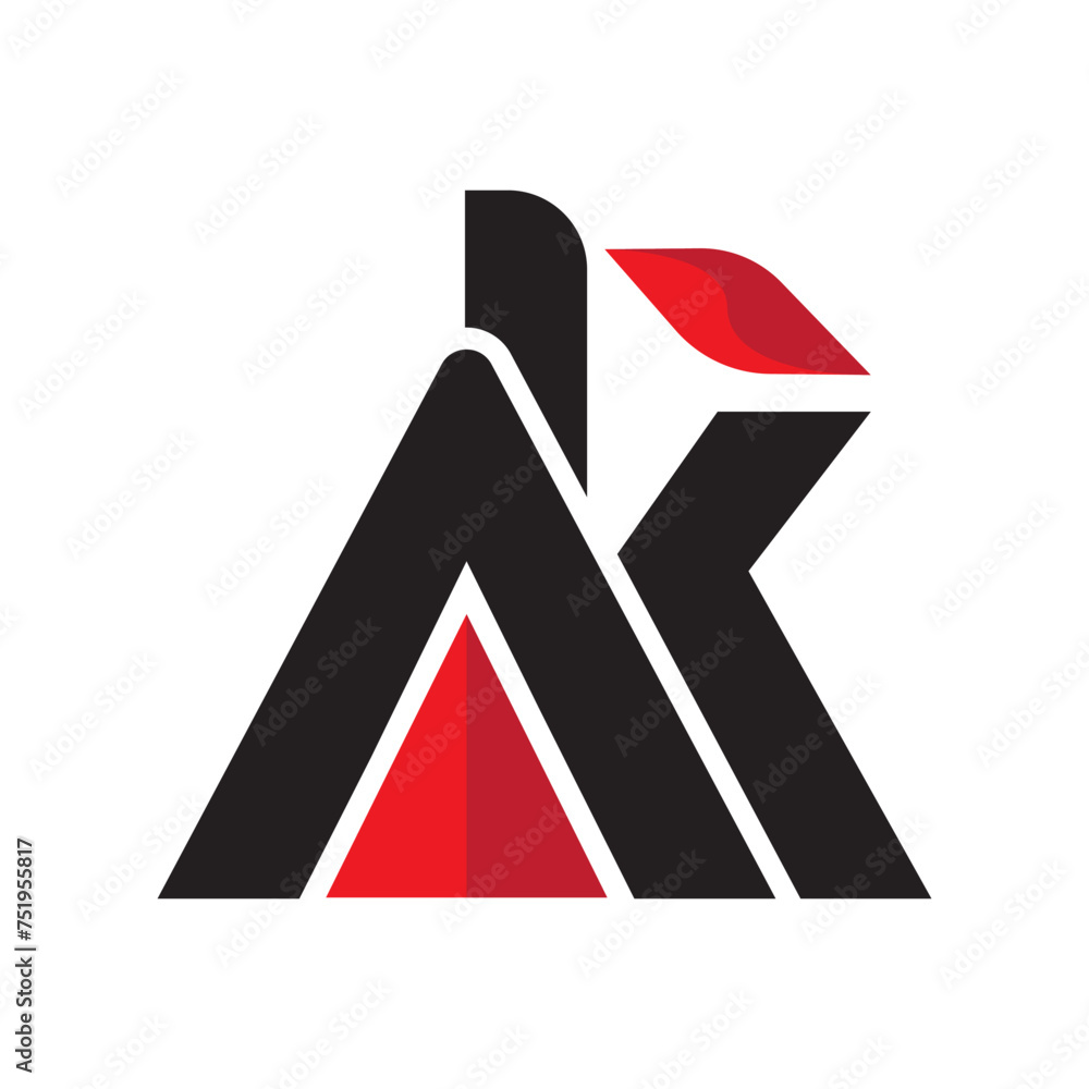AK ak letter design logo logotype icon concept with serif font and ...