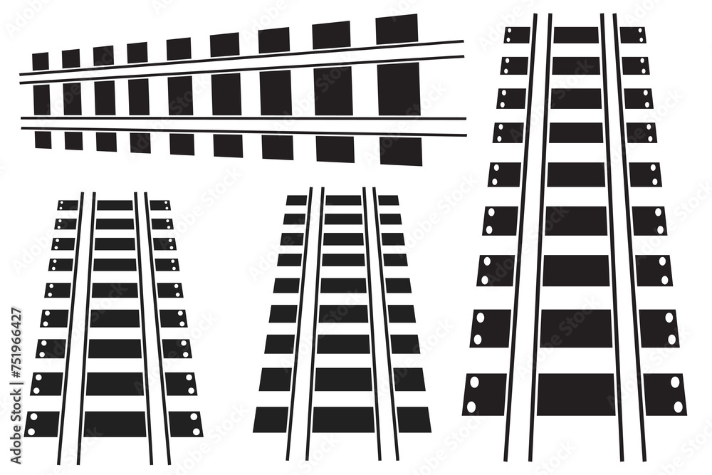 Vector illustration of curved railroad isolated on white background ...