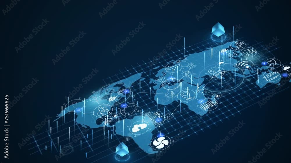 AI technology Map, mapping with Logistics Icons connection line ...