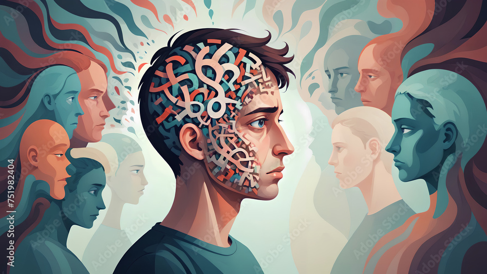 abstract Disassociative identity disorder mental health awareness Stock ...