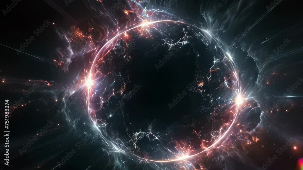 Video animation of celestial scene, where a dark planet or sphere is ...