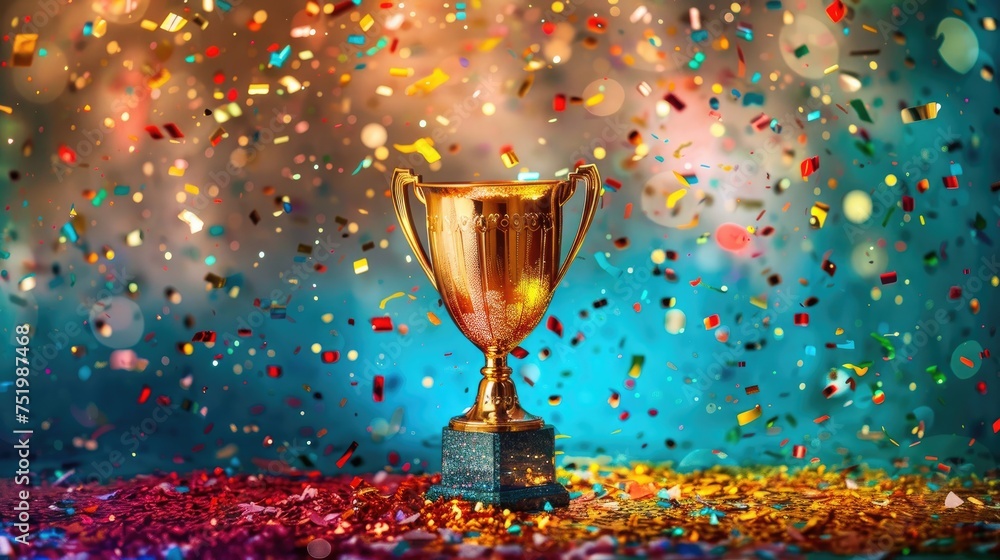 shiny gold medal winner trophy It is a symbol of victory and success in ...