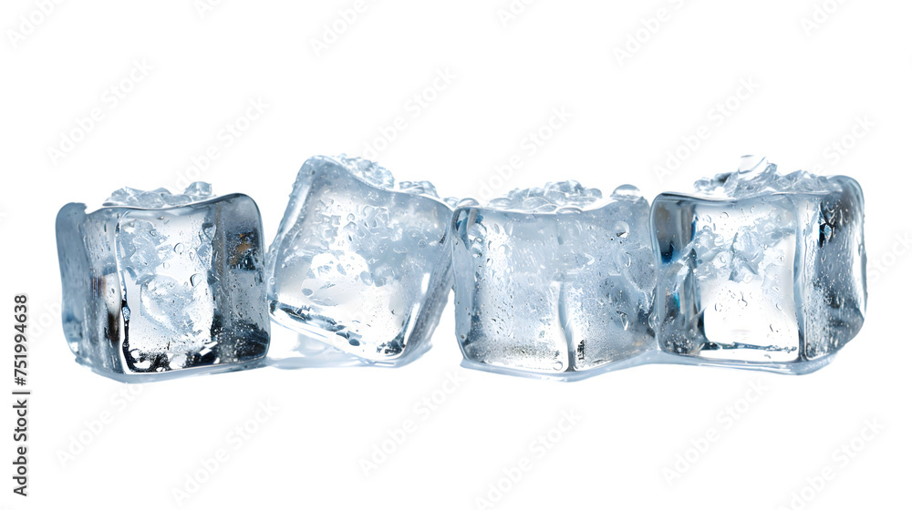 four ice cubes in a row isolated on transparent background Stock Photo ...