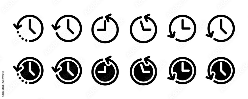 History icon set isolated on white background. History past events ...