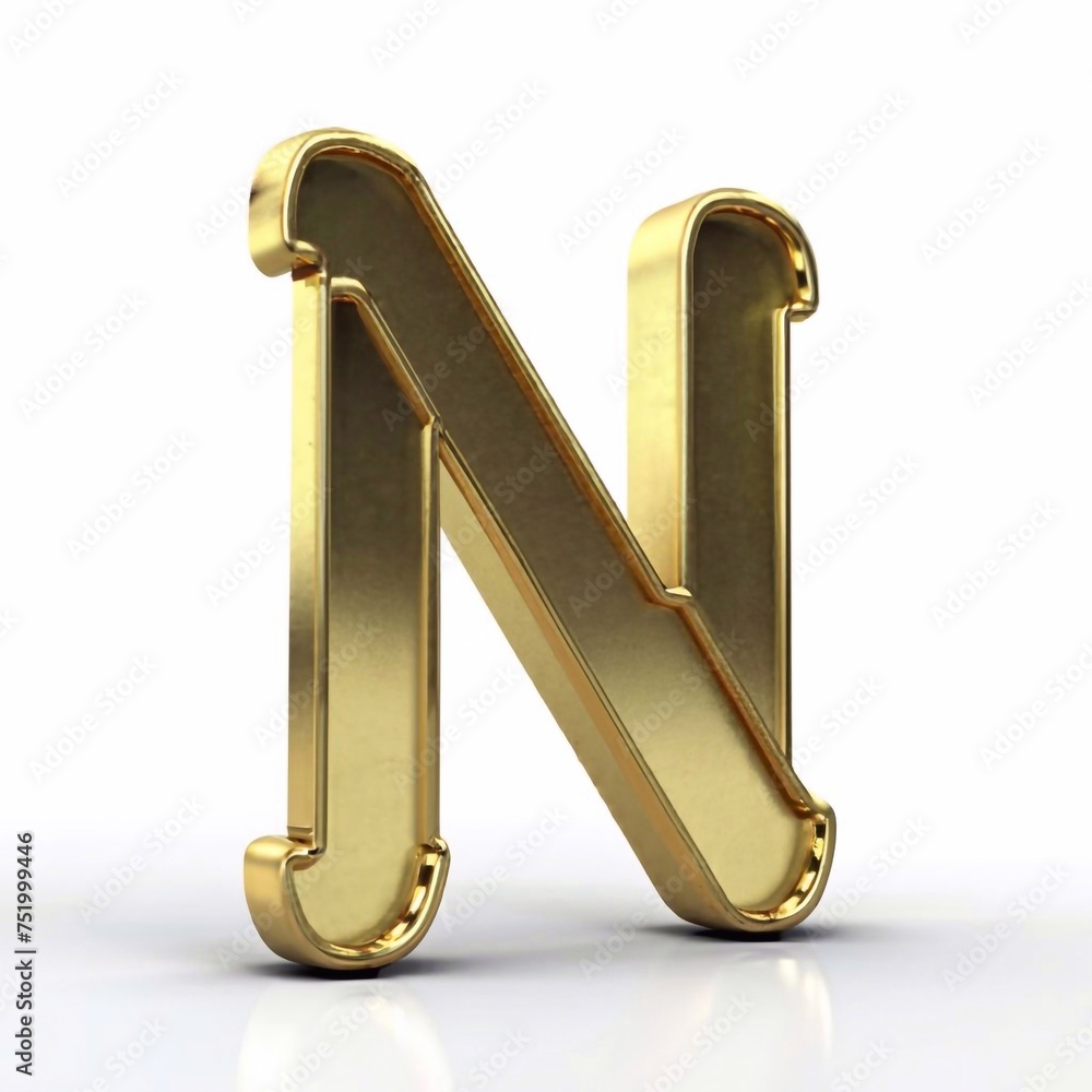Word n with gold. Letter n with gold. 3D letter n for gold Outline ...