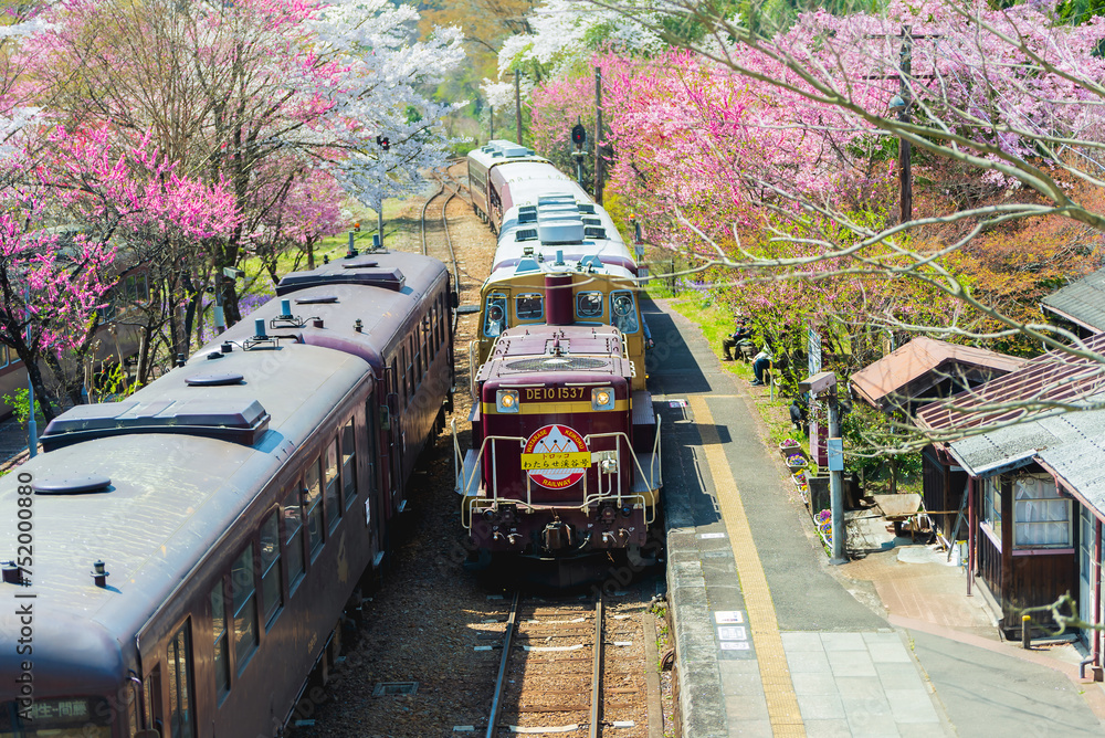 Gunma, Japan - March 29, 2023 - Watarase Keikoku Railway at Godo ...