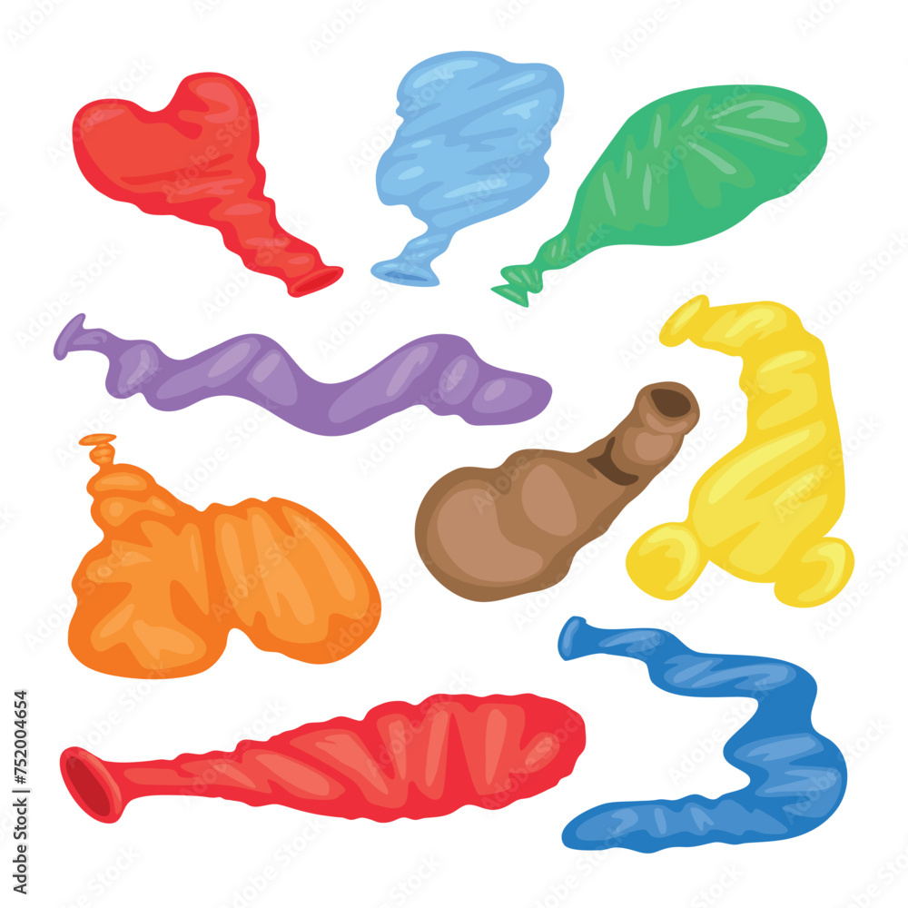 Set of deflated balloons set collection, Uninflated latex ballon ...
