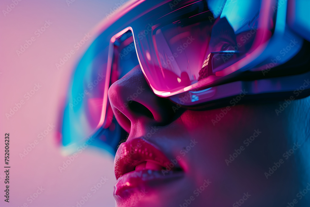 vr head mounted display vr glasses ai technology, future cyberpunk ...