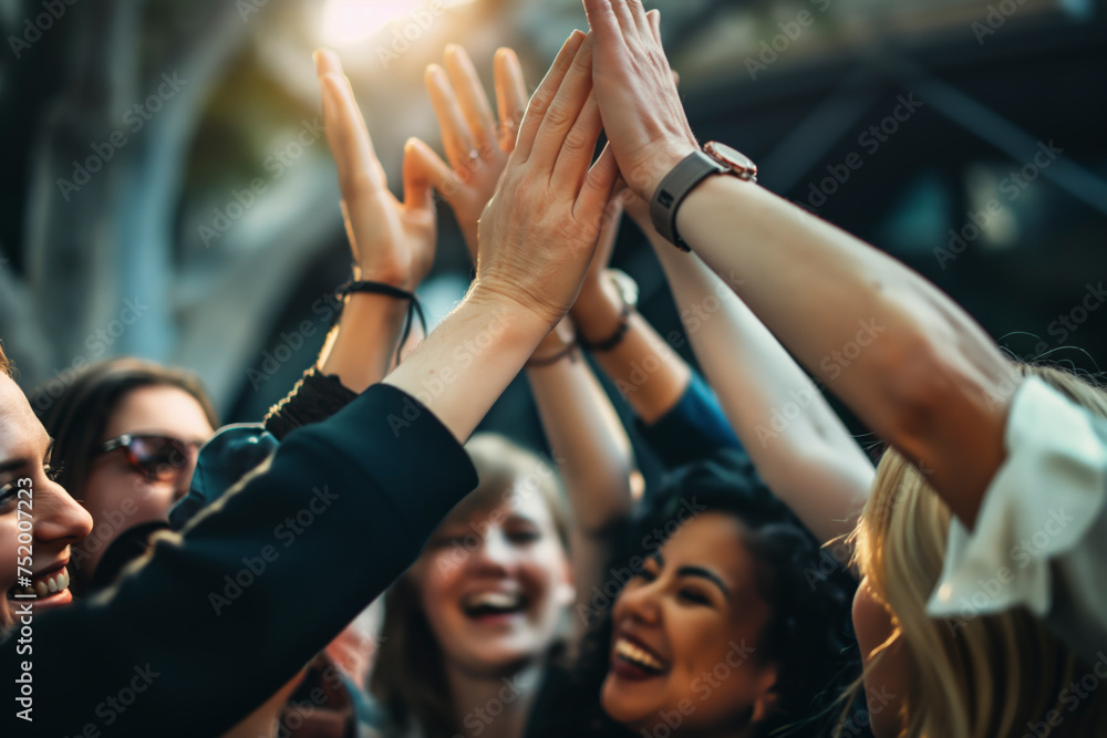 Raise clap hands together, hands collaborating in a working team, Hands ...