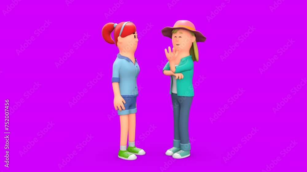 3D Rendered Animated Scene Of Two Cartoon Women Talking To Each Other ...