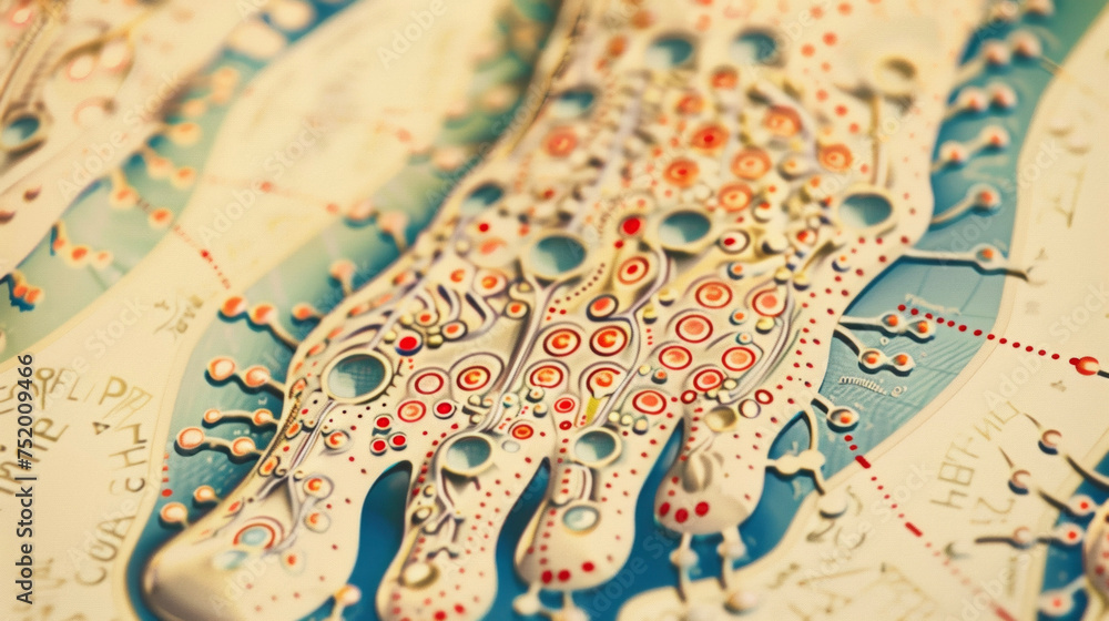 A close up of a reflexology chart showcasing the different reflex ...