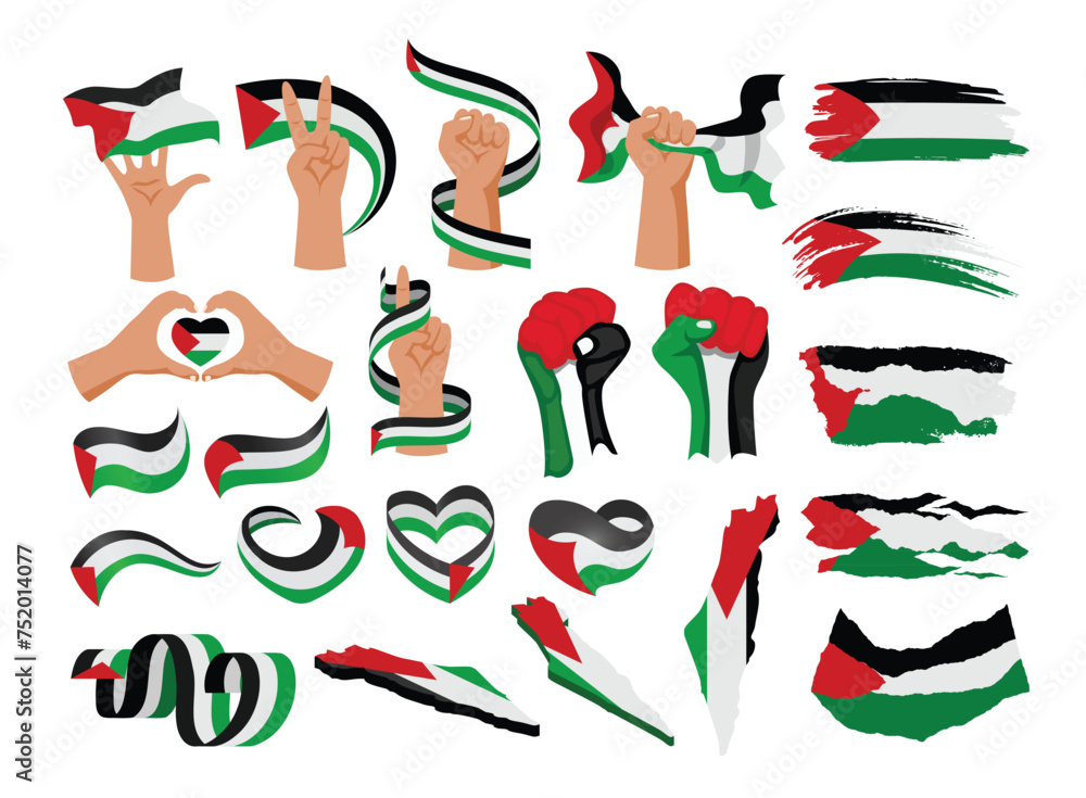 Set of Palestine national flag, Palestine flag, save palestine with ...