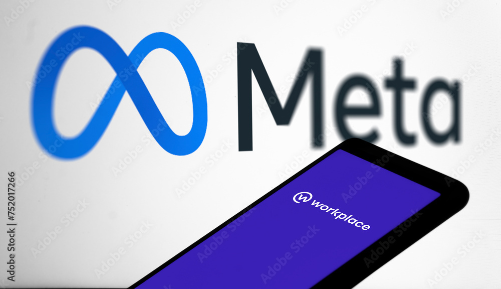 Dhaka, Bangladesh- 10 March 2024: Meta workplace logo is displayed on ...