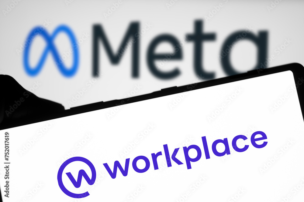 Dhaka, Bangladesh- 10 March 2024: Meta workplace logo is displayed on ...