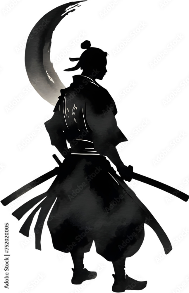 Samurai, drawing of a Samurai using the Japanese brushstroke technique ...