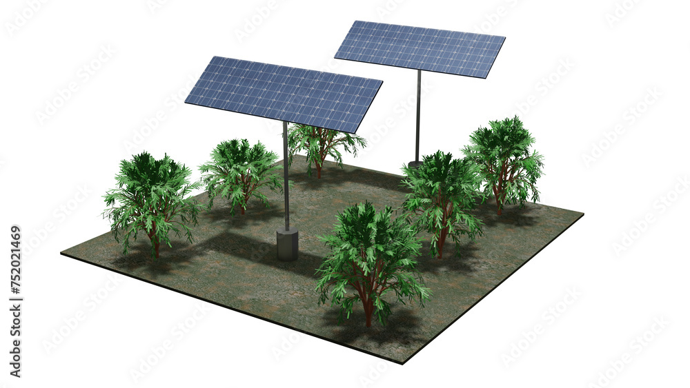 Agrivoltaics - solar tech with agriculture. Solar panels technology on ...