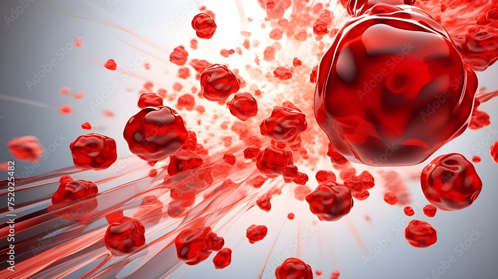 red blood cells flowing, Blood plasma cells under microscope Stock ...