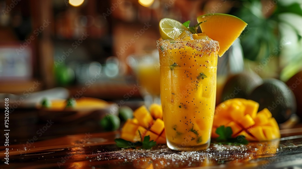 Mangonada Mexican Cocktail with Salted Rims. Mango Smoothie Margarita ...