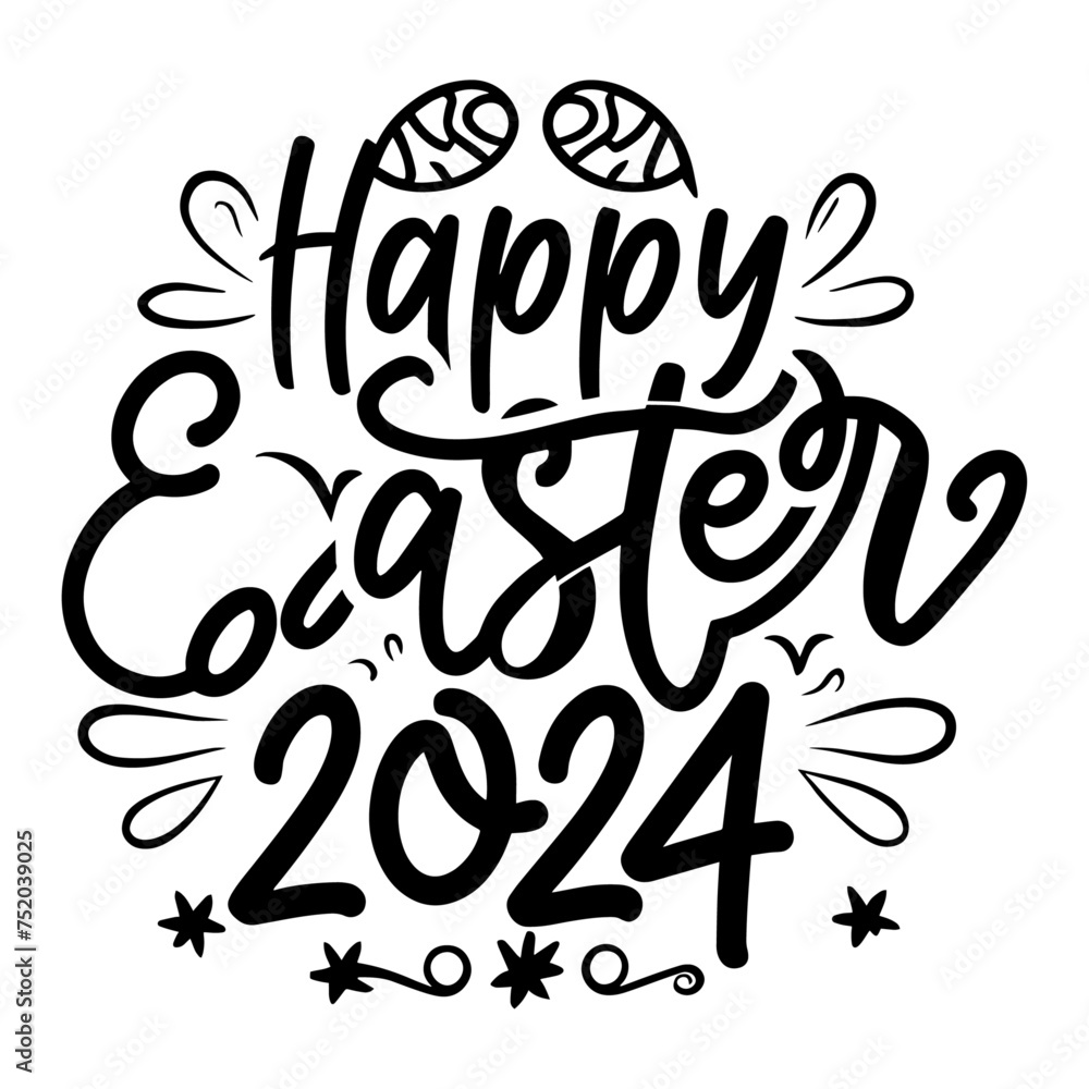 Vector t-shirt design, with the words "Happy Easter 2024" typography ...