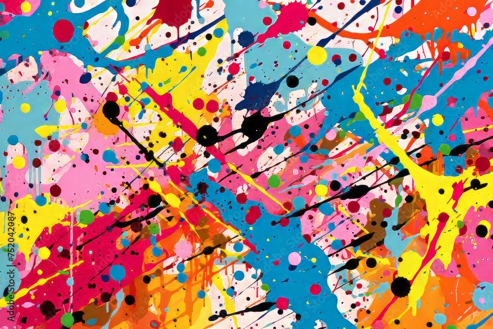 Abstract and contemporary pop art color paint splatter, creating a ...