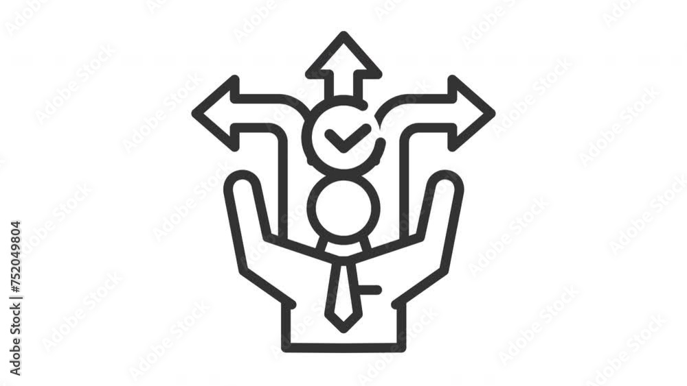 Animated decision making with person, checklist and arrows pointing up ...