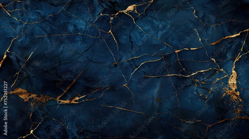 Dark blue marble abstract wallpaper decorated with lines and gold ...