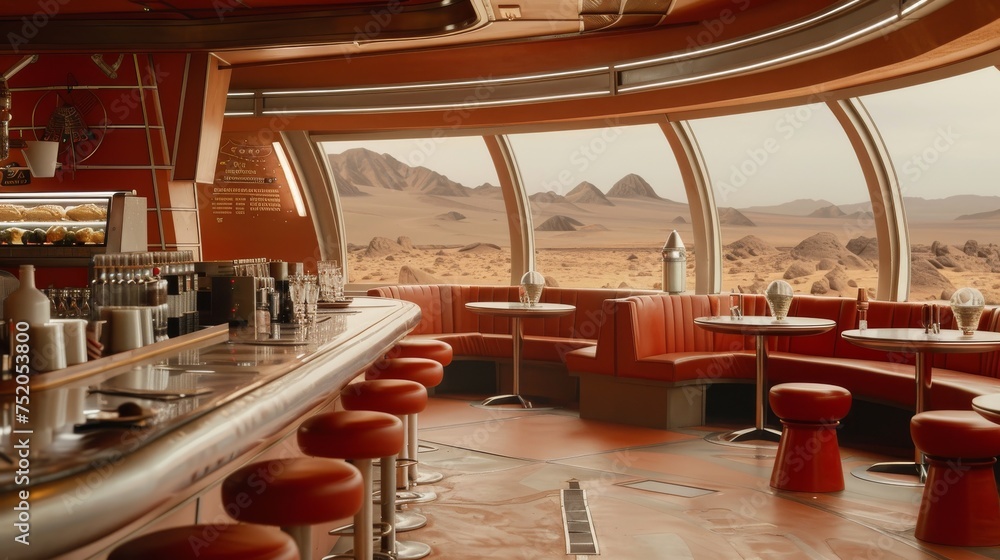 Inside a Mars diner, customers enjoy the nostalgic Earth-like interior ...