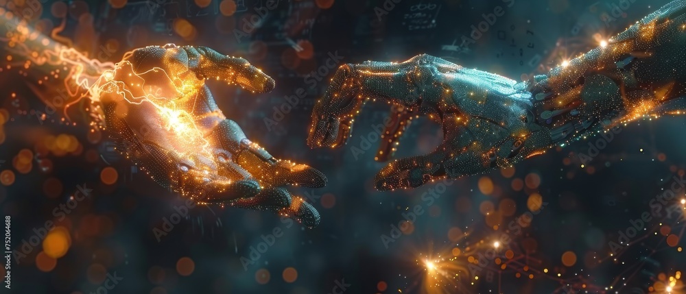 Ai, machine learning, robotic hands and human touch, brain data ...