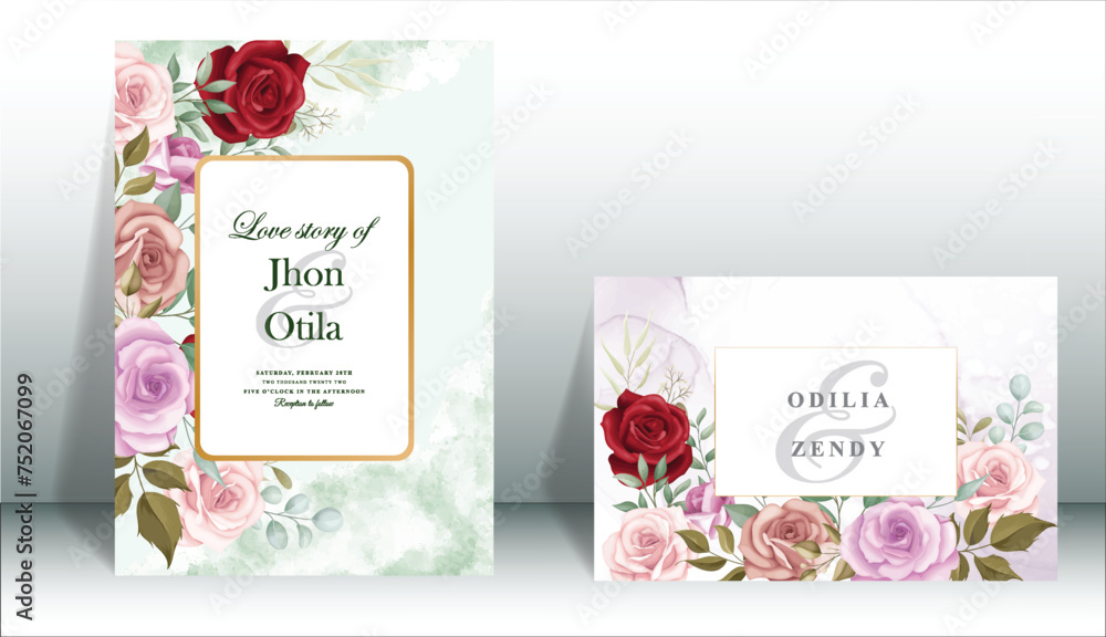 Flower floral invitation card design Stock Vector | Adobe Stock