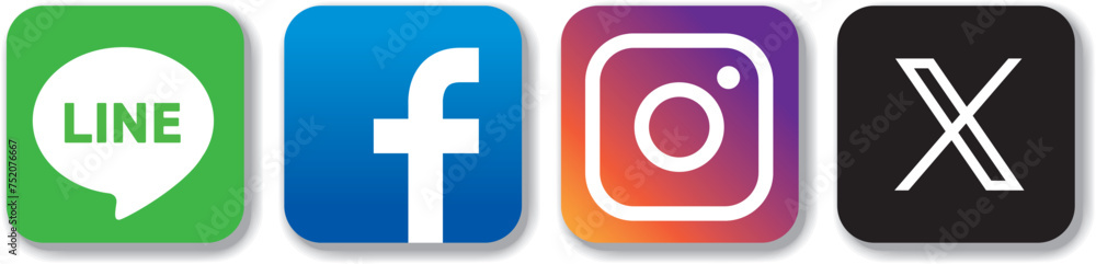 SNS icon logo 2024 X, twitter, instagram, youtube, facebook, social ...