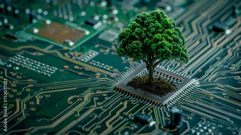 A Tree Flourishing at the Intersection of a Computer Circuit Board ...