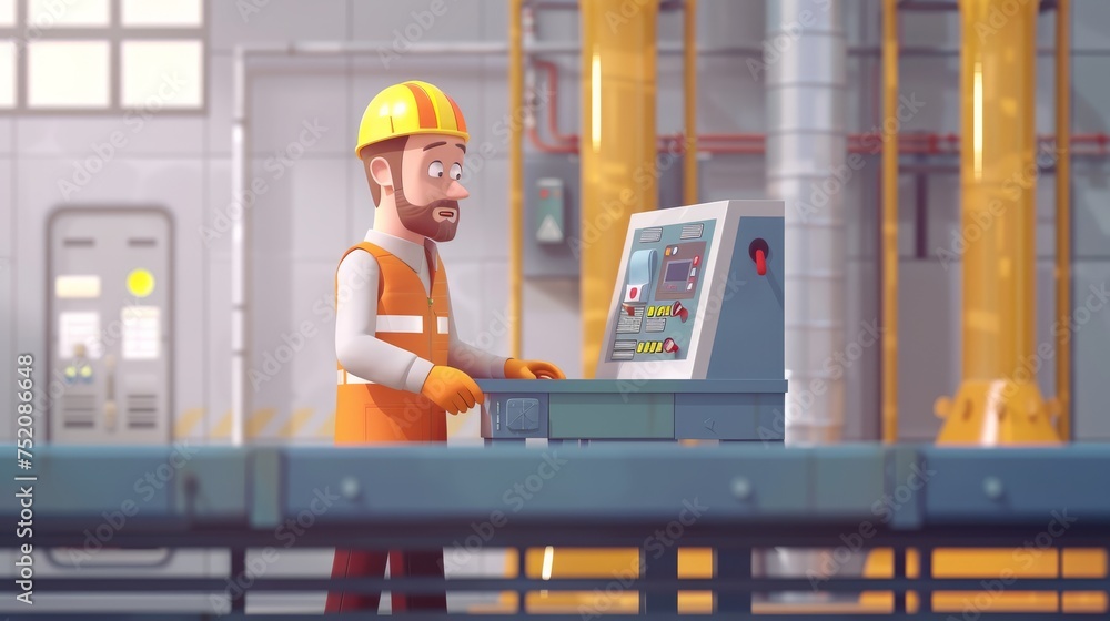 3d animation Electrical engineer or repairman holding digital ...