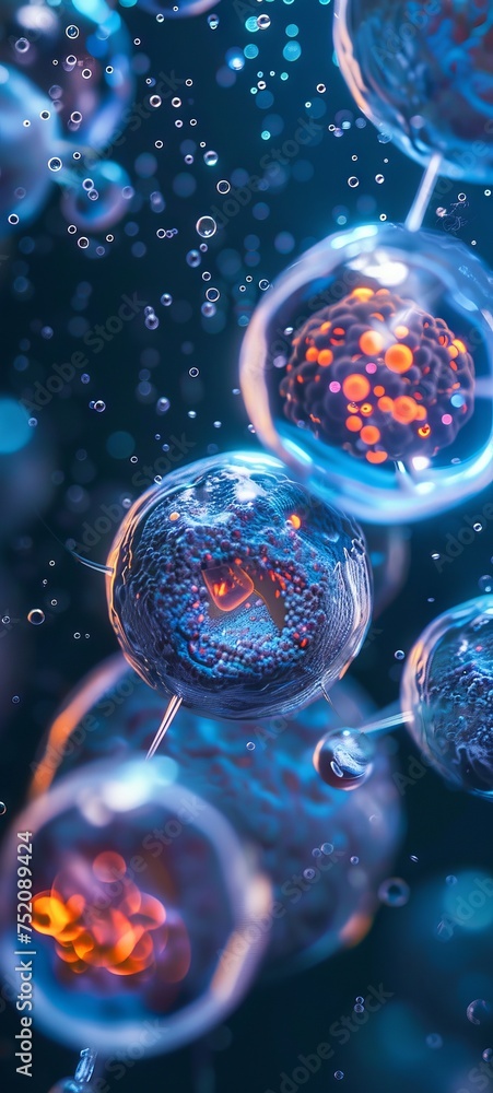 Artificial pancreas beta cells in a biotech lab showing insulin ...