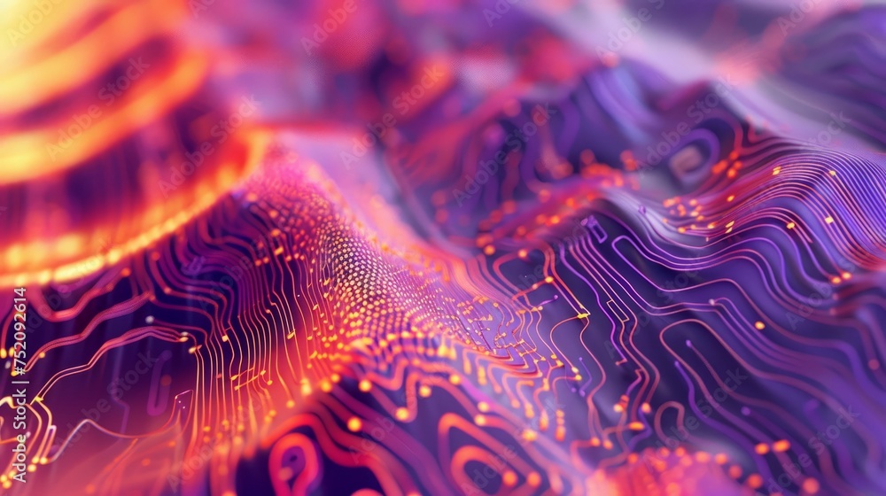 Futuristic quantum circuit board texture background design with flowing ...