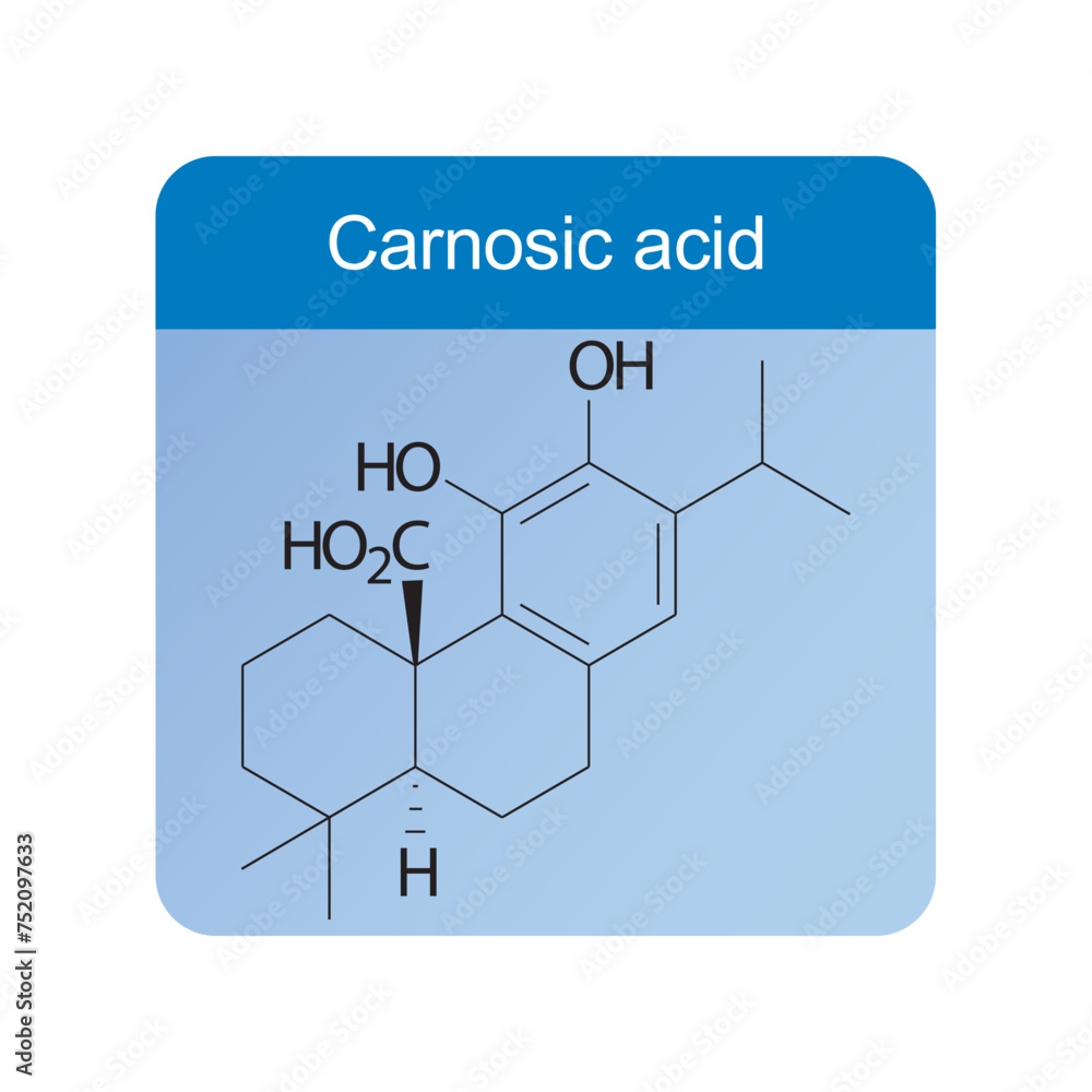 Carnosic acid skeletal structure diagram.Sesquiterpene compound ...