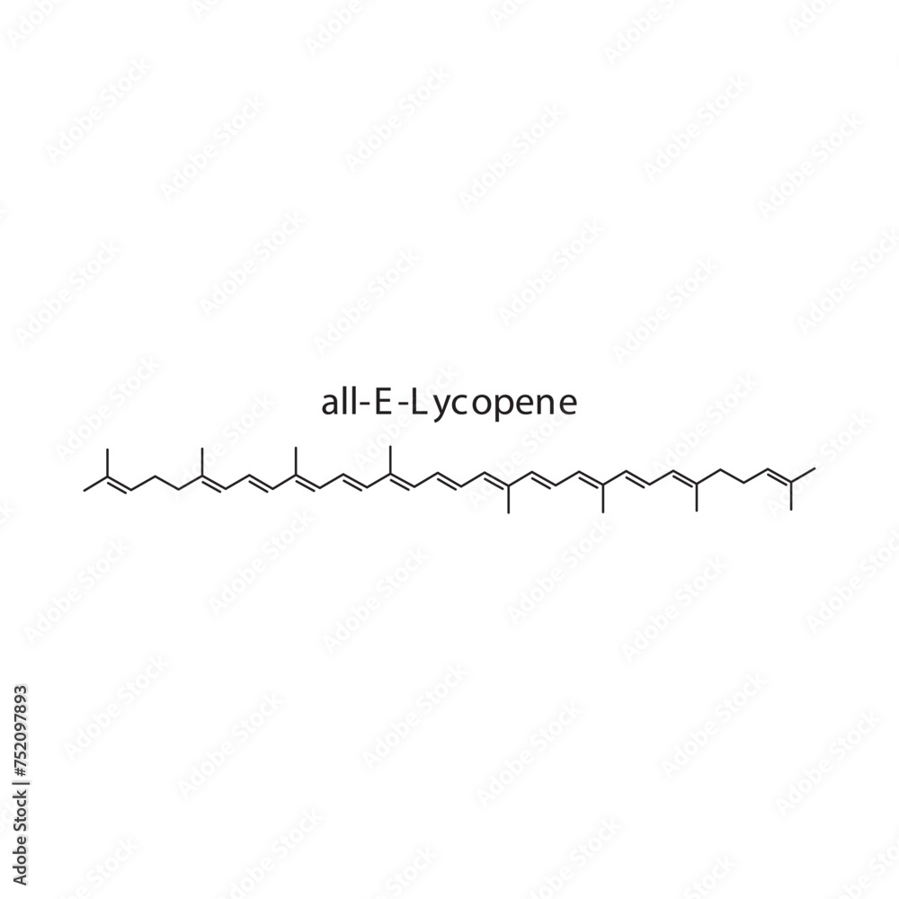 all-E-Lycopene skeletal structure diagram.Caratenoid compound molecule ...