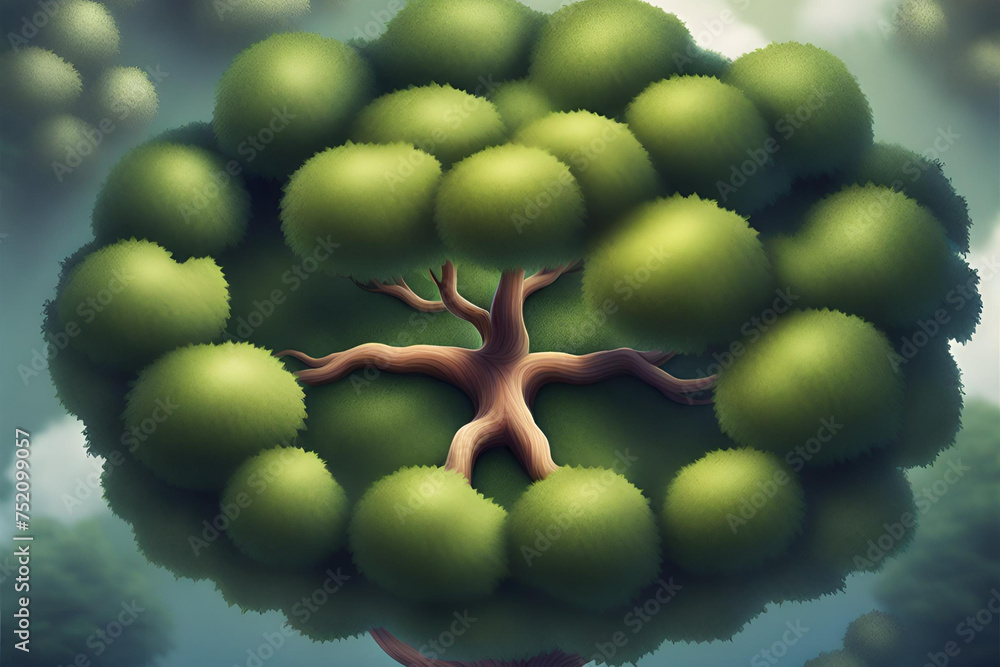 tree top view isolated on white background for landscape plan and ...