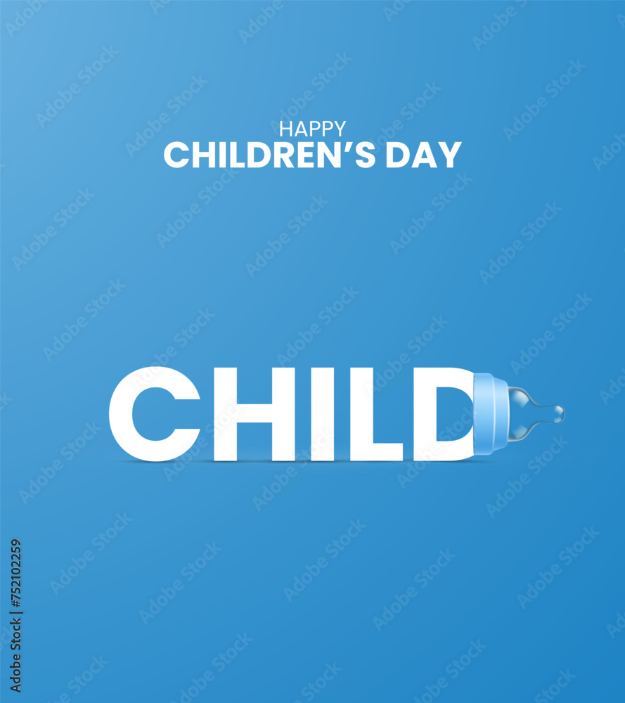 Happy Children's day, childrens day creative, Child typography, Baby ...