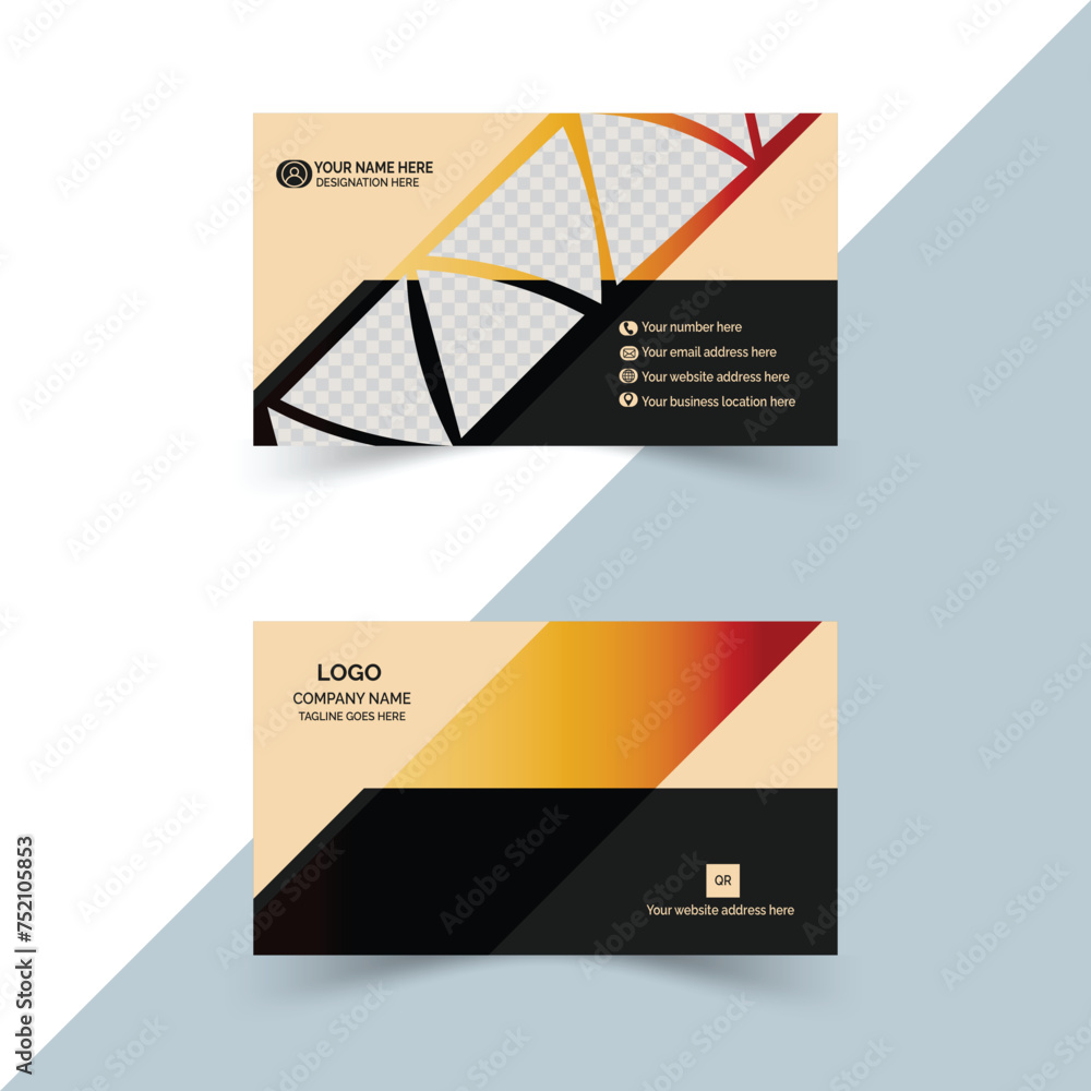 Professional and simple visiting card design with black and golden ...