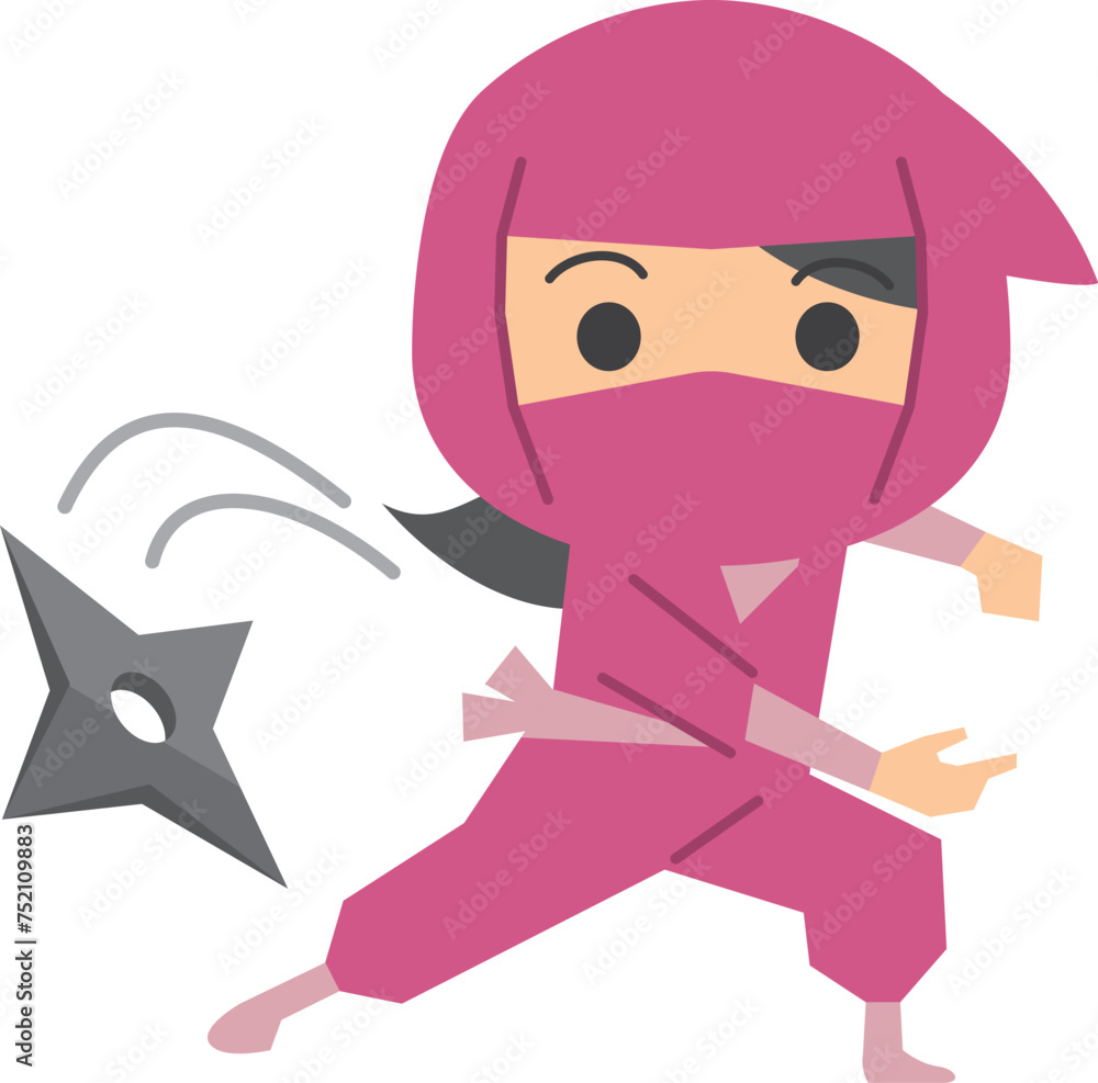 手裏剣を投げている女忍者のイメージイラスト Stock Vector Adobe Stock
