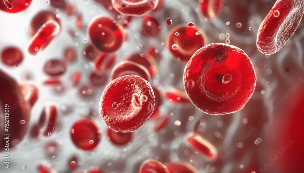 Red Blood cell 3d vein flow platelet wave of Blood cell cancer medicine ...