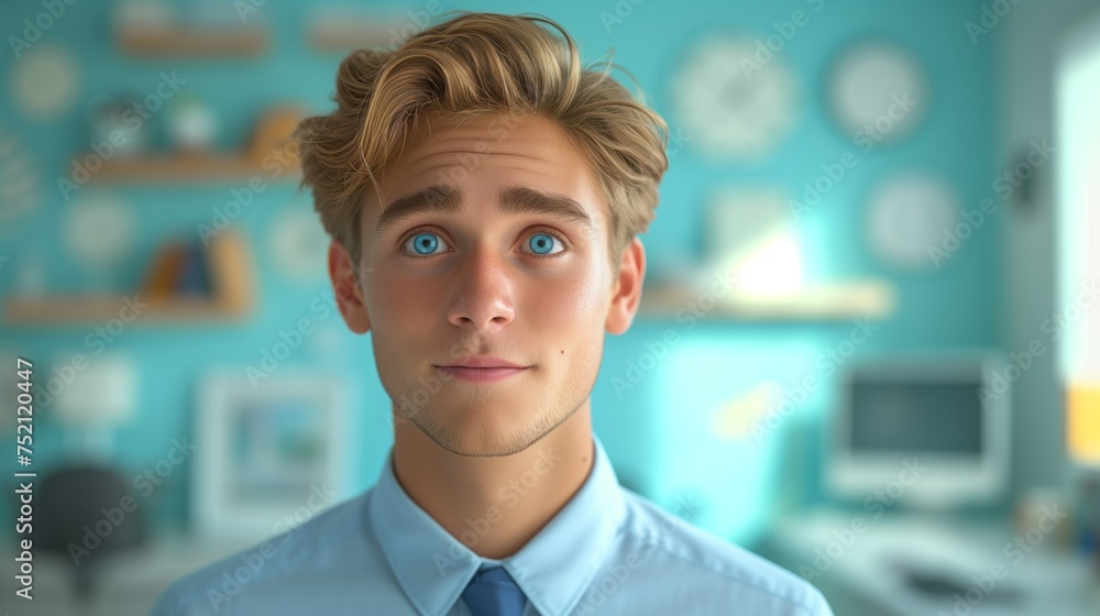 Fototapeta 3D illustration, cartoonish boy, Poster with super ...