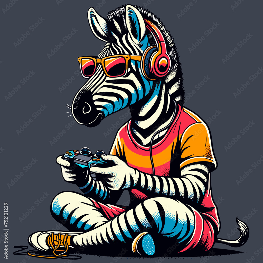 Vetor de Zebra as Gamer, Holding game controller, Funny and Cool ...