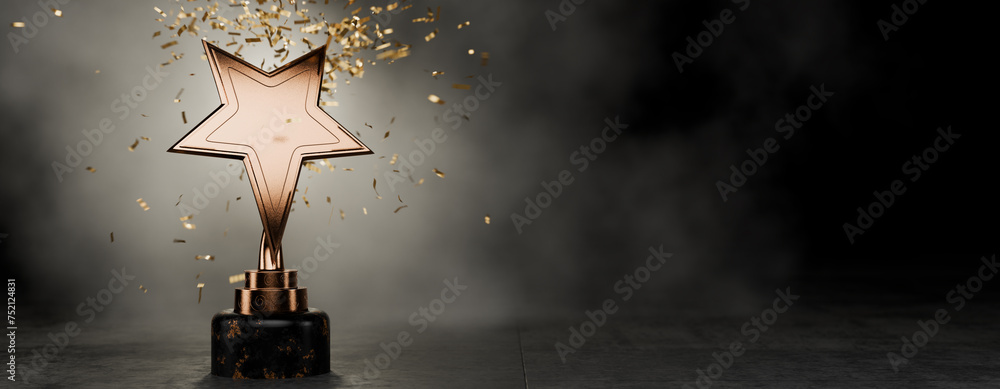 Top Performance Award. Gold star on a blue background as a reward ...