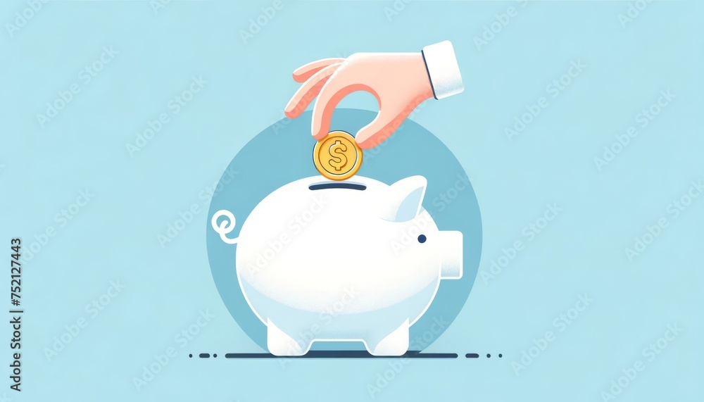 Graphic image of a coin being saved into a piggy bank perfect for ...