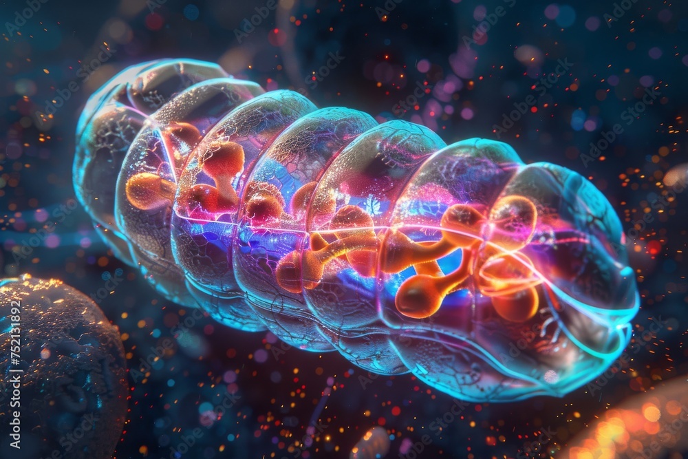 Cross-sectional illustration of a mitochondria,It has an internal ...