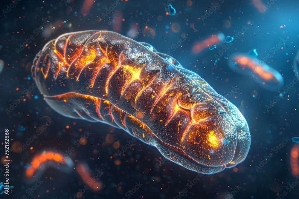 Cross-sectional illustration of a mitochondria,It has an internal ...