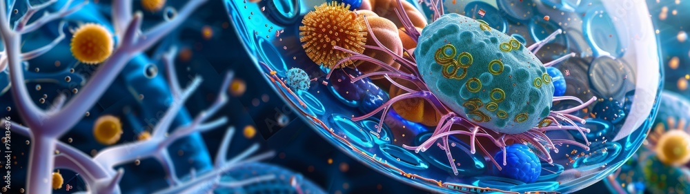 Crosssectional of eukaryote ,plant and animals cell colorful ,cell wall ...