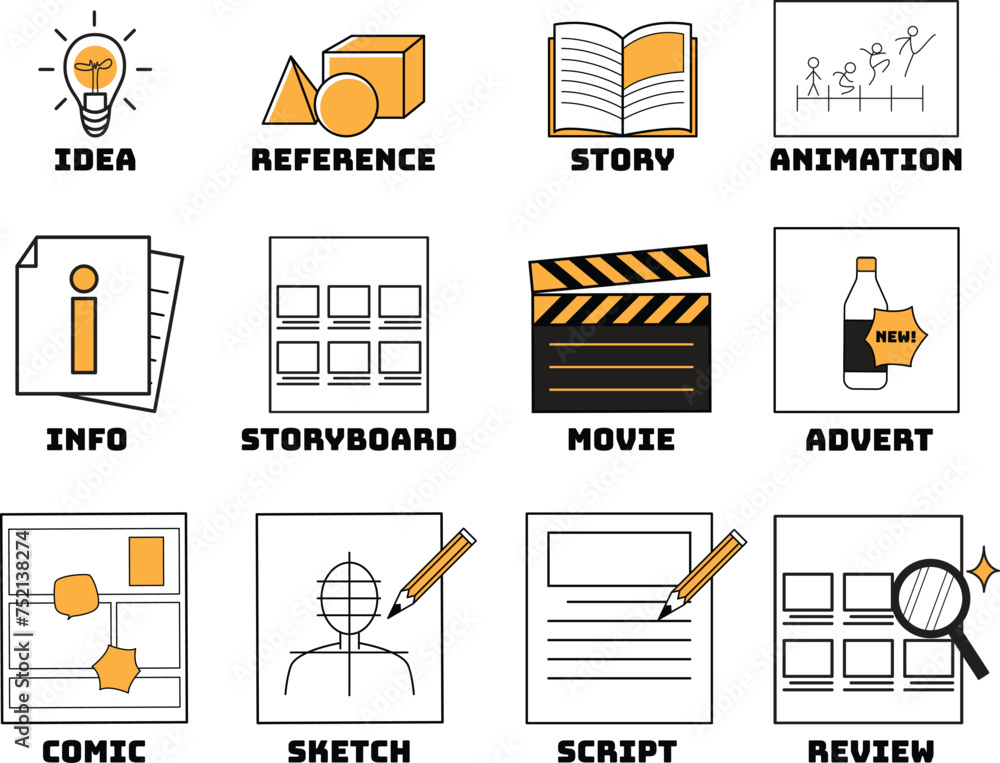 icon of storyboard, movie, animation, comic, idea, storyboard vector ...