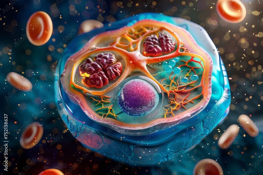Crosssectional of eukaryote ,plant and animals cell colorful ,cell wall ...
